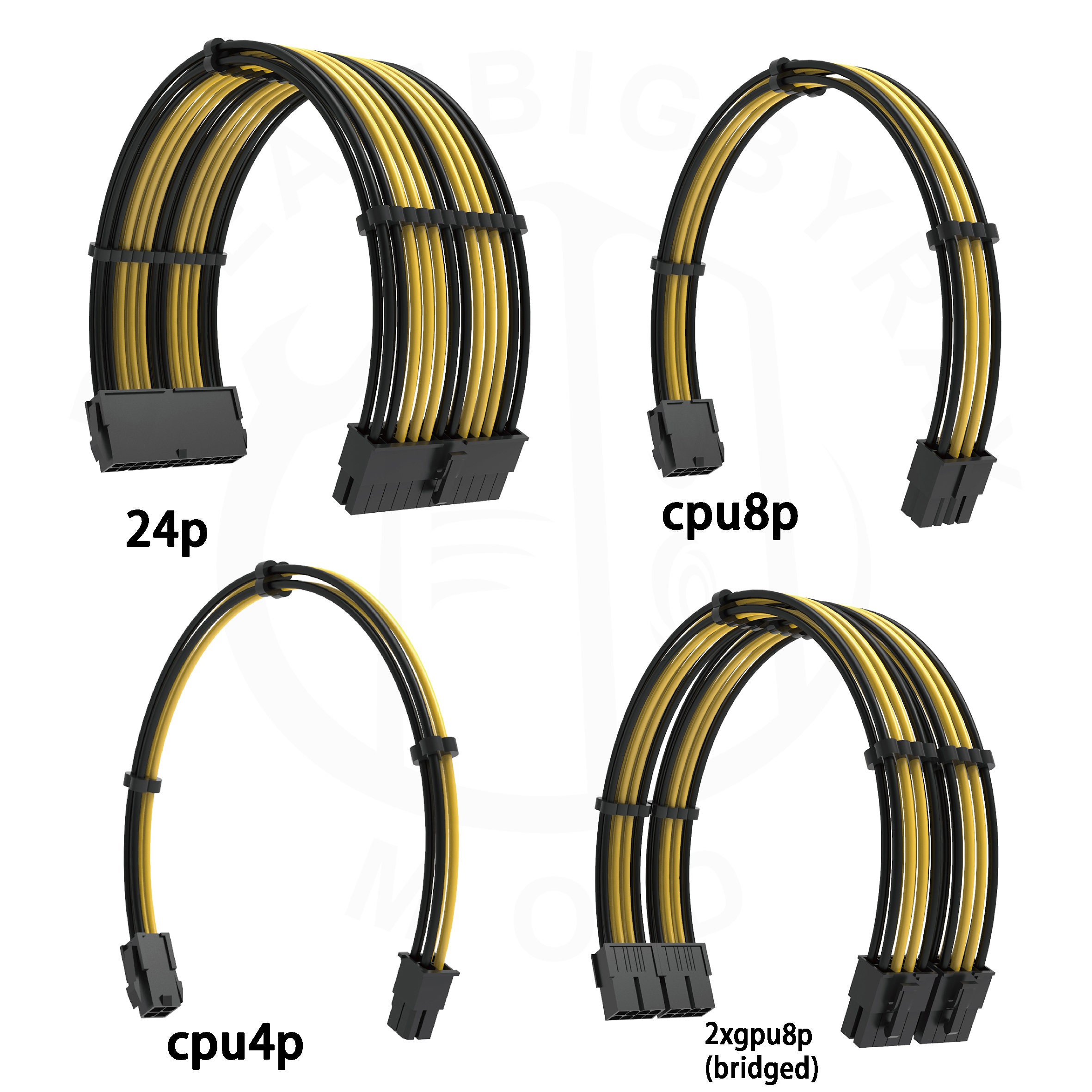 Black Yellow Silicone Pc Psu Extension Kits 30cm Atx Gpu Pcie - Etsy
