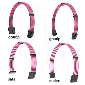 30cm Pc Psu Sleeved Extension Cable Pink Color Cpu Gpu Cable Cords - Etsy