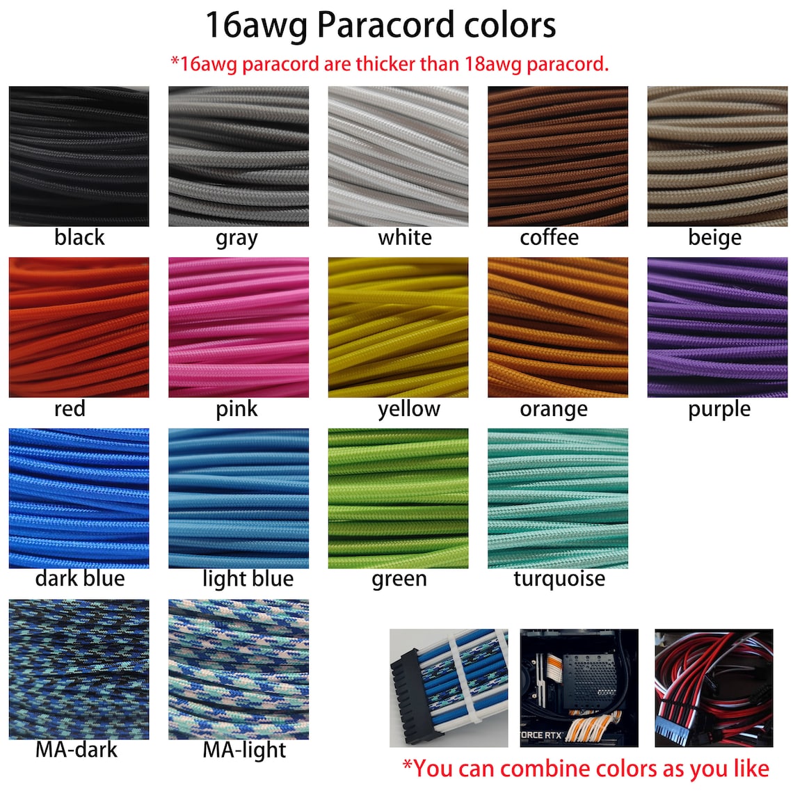 Dreambigbyray Premium 16awg Paracord Psu Extension Cables Kit - Etsy