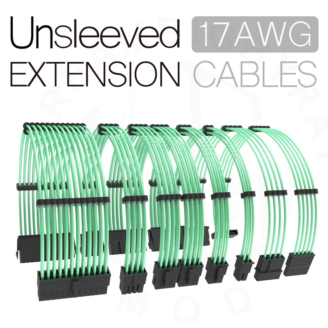 Unsleeved Clear Green Computer Psu Extension Cable Cords Red Color 30cm ...