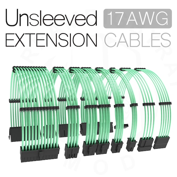 Unsleeved Clear Green Computer Psu Extension Cable Cords Red | Etsy