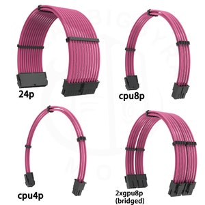 30cm Pc Psu Sleeved Extension Cable Pink Color Cpu Gpu Cable Cords - Etsy