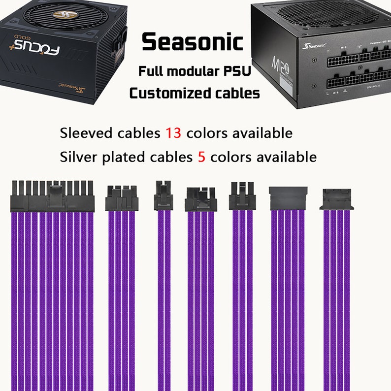 Customized Seasonic Full Modular Psu Cable Sleeved Silver Plated Cable ...