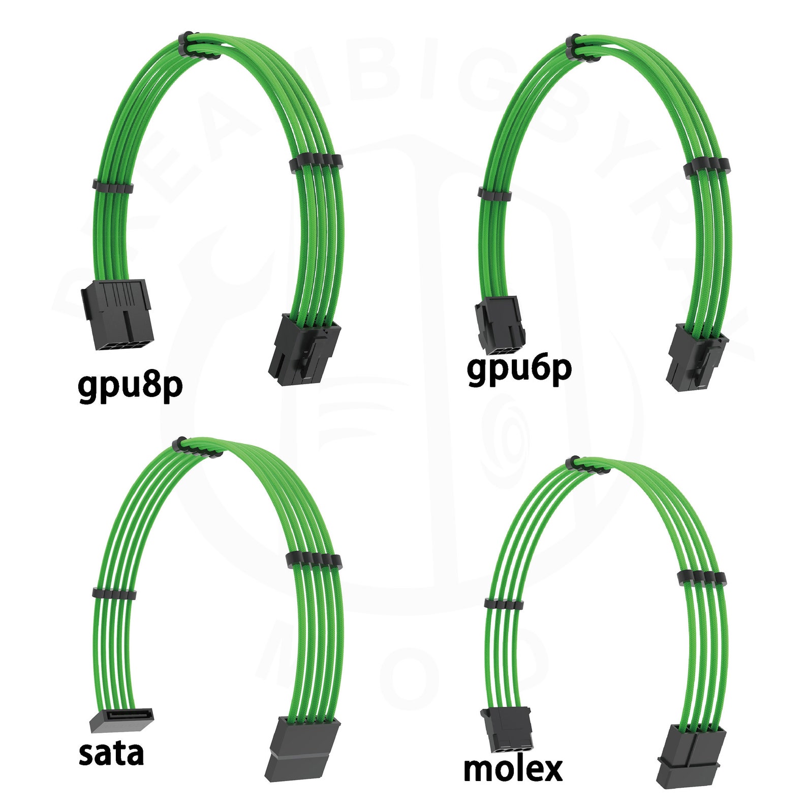 30cm green sleeved psu extension cables gpu sata cpu cord ide | Etsy