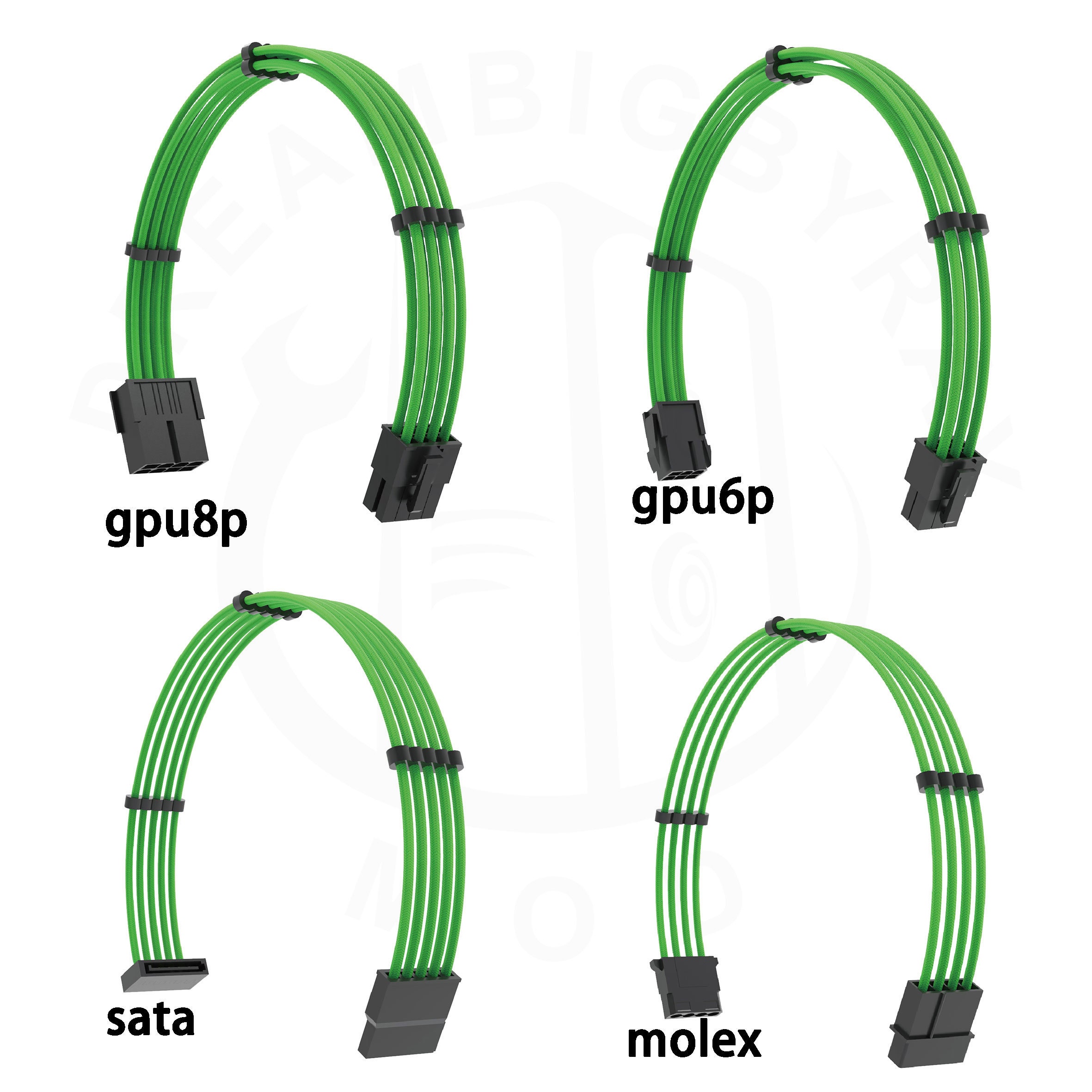 30cm green sleeved psu extension cables gpu sata cpu cord ide | Etsy