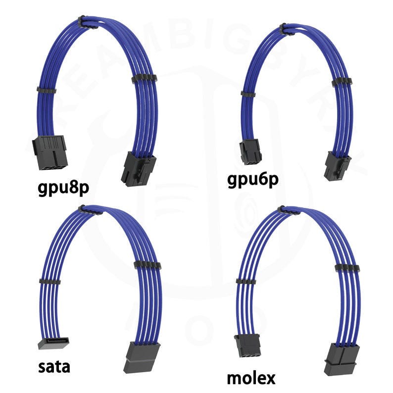 Sleeved Dark Blue Pc Psu Extension Cable 30cm Cpu Gpu Cable - Etsy