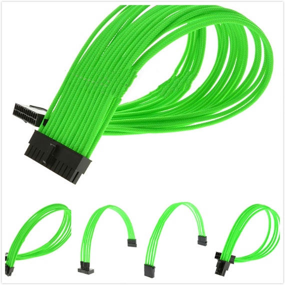 30cm green sleeved psu extension cables gpu sata cpu cord ide | Etsy