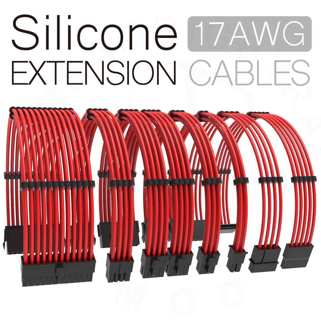 Red Silicone Pc Psu Extension Kits 30cm Atx Gpu Pcie - Etsy