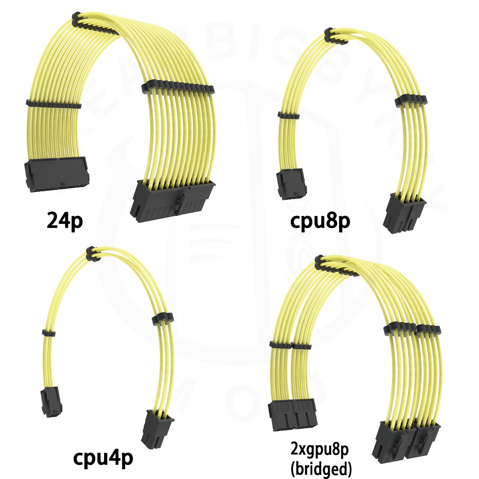 30cm clear yellow unsleeved computer psu extension cables | Etsy