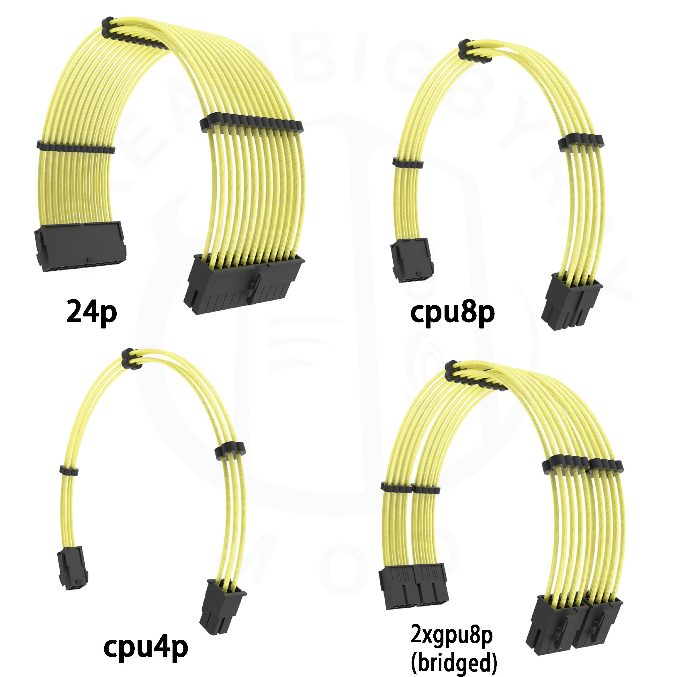 30cm clear yellow unsleeved computer psu extension cables | Etsy