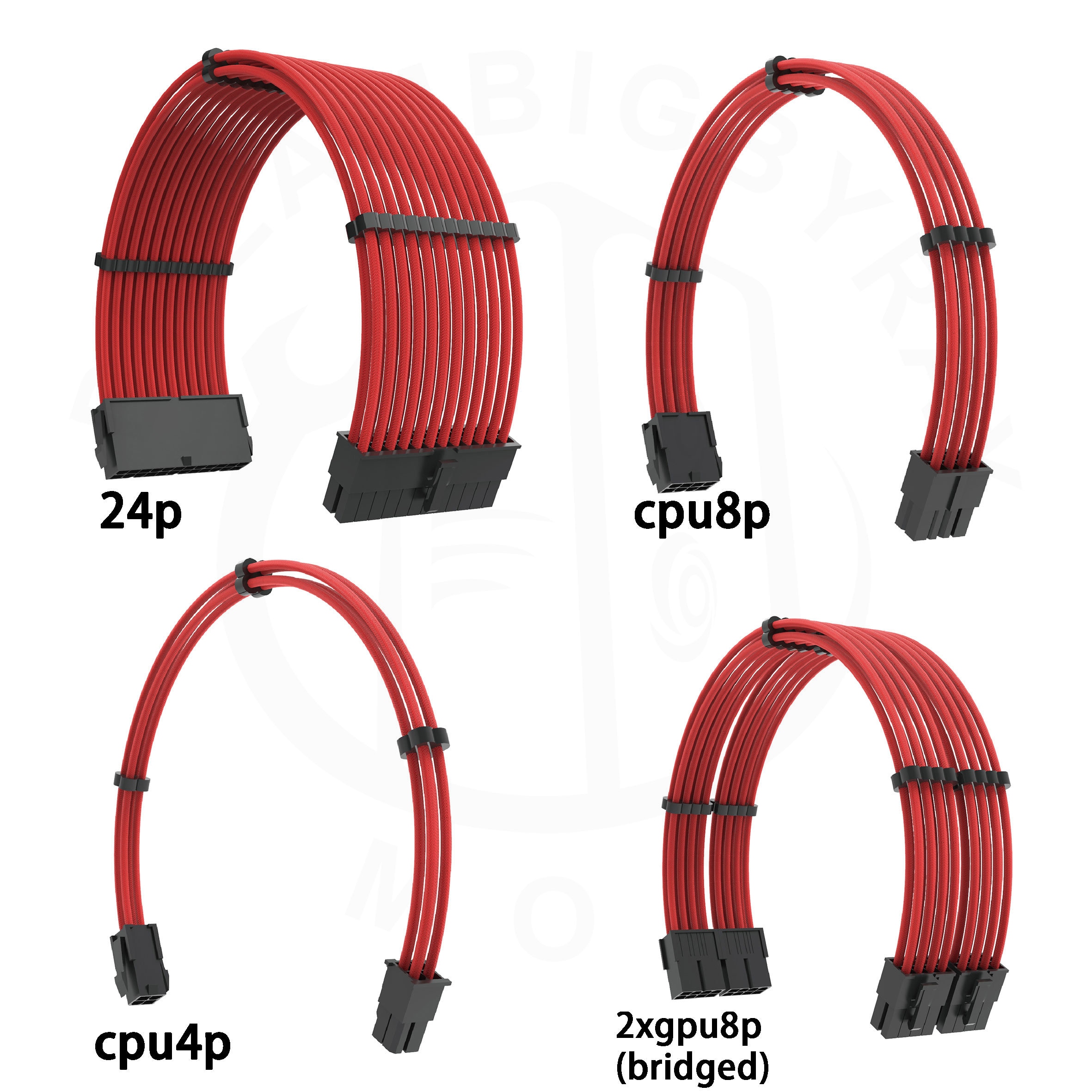 30cm Red Sleeved Computer PSU Extension Cables Cpu Gpu Sata Ide Molex ...