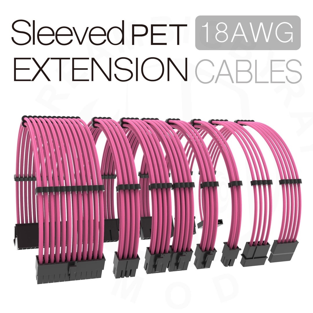 30cm Pc Psu Sleeved Extension Cable Pink Color Cpu Gpu Cable Cords - Etsy