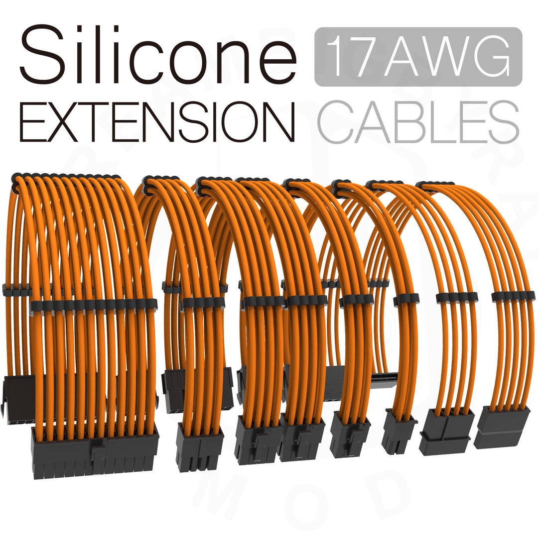 Orange Silicone Pc Psu Extension Kits 30cm Atx Gpu Pcie - Etsy