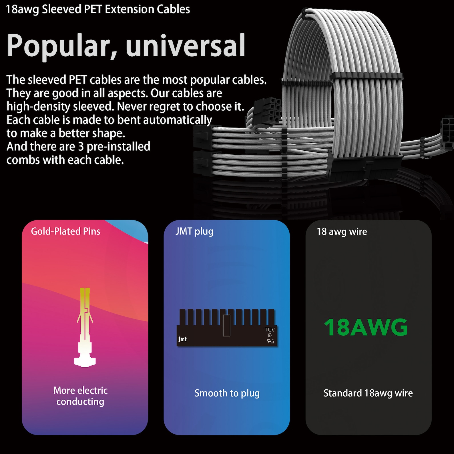 White Color Sleeved PC Psu Extension Cable Cpu Gpu Sata | Etsy