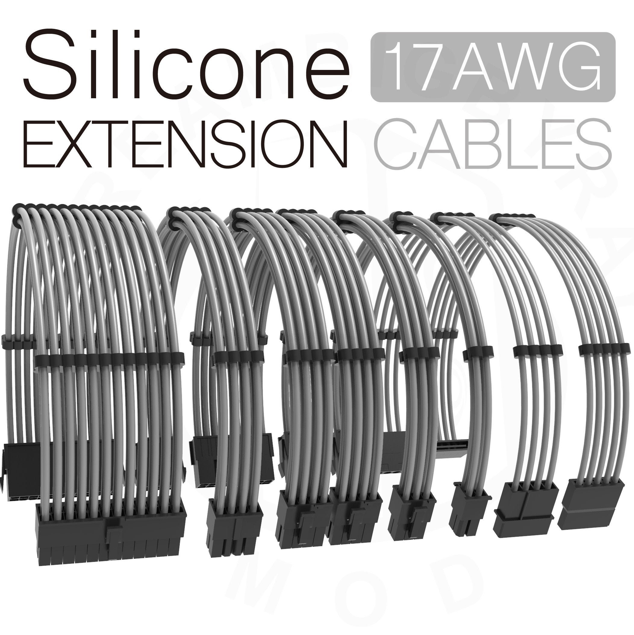 Gray Silicone Pc Psu Extension Kits 30cm Atx Gpu Pcie - Etsy