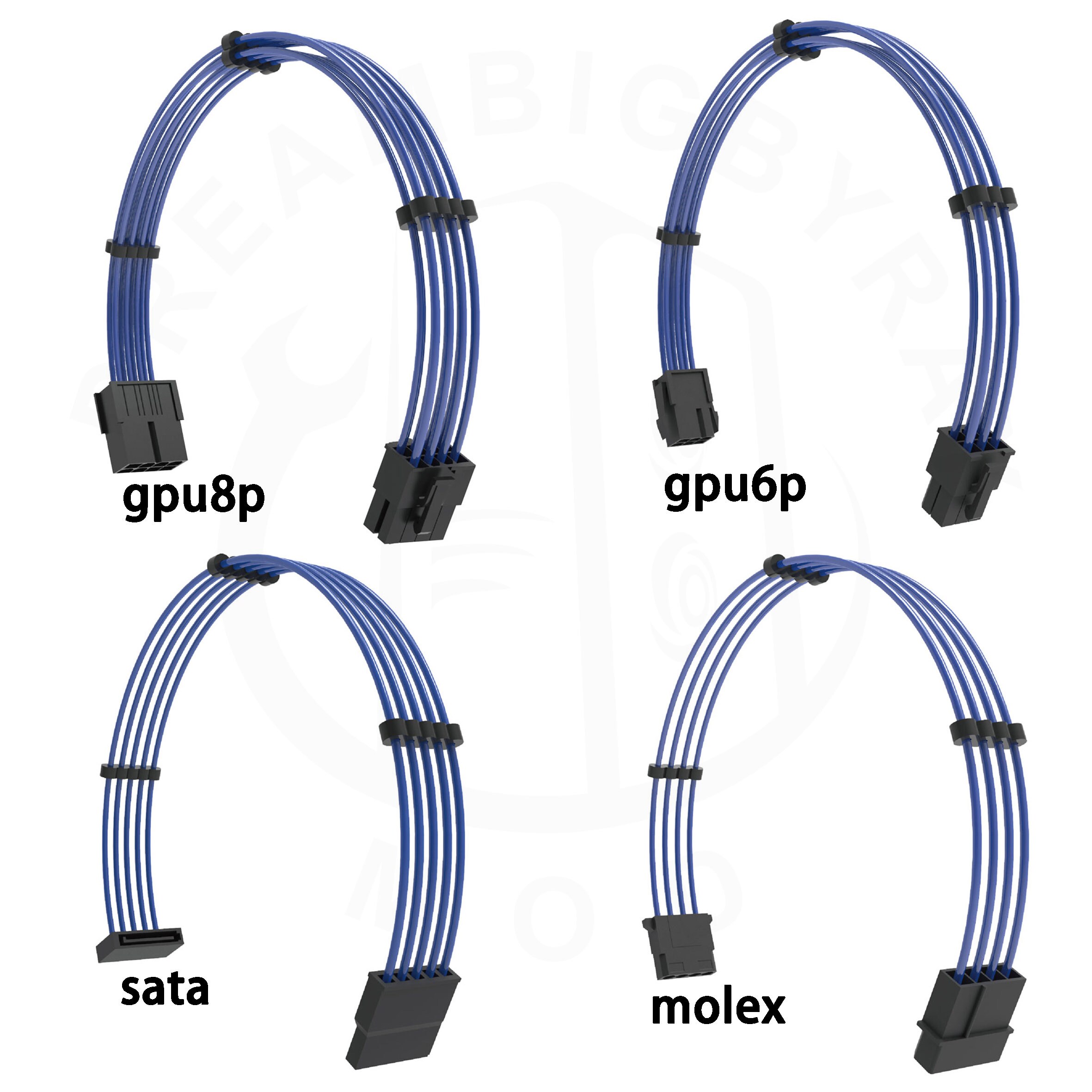 Dark Blue Unsleeved Extension Cords Psu Cables Mobo Gpu Cpu Sata ...