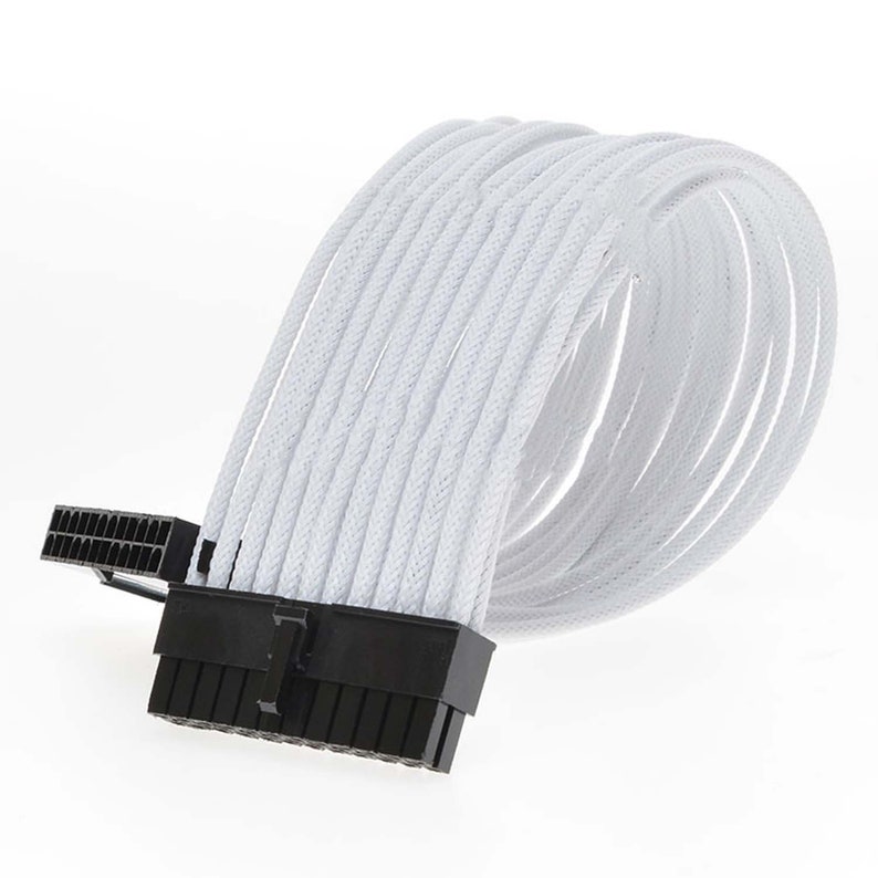 White color sleeved PC psu extension cable cpu gpu sata | Etsy