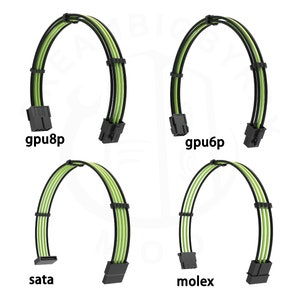 Balck and Green Silicone Pc Psu Extension Kits 30cm Atx Gpu Pcie - Etsy