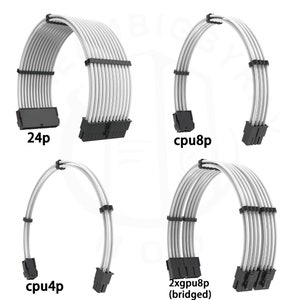 White Color Sleeved PC Psu Extension Cable Cpu Gpu Sata Extension Cords ...