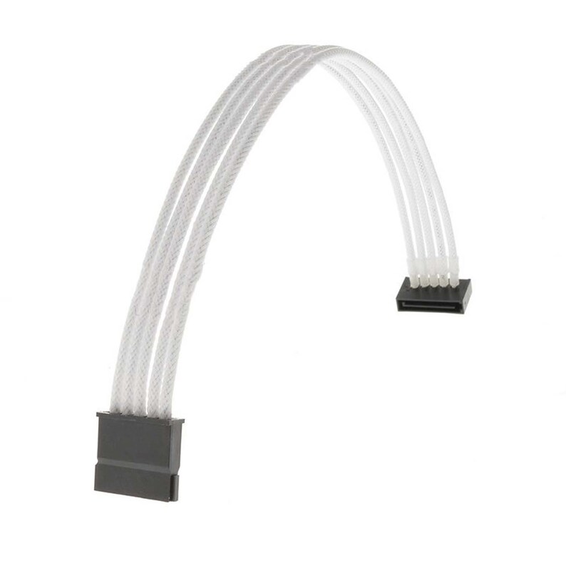 White color sleeved PC psu extension cable cpu gpu sata | Etsy