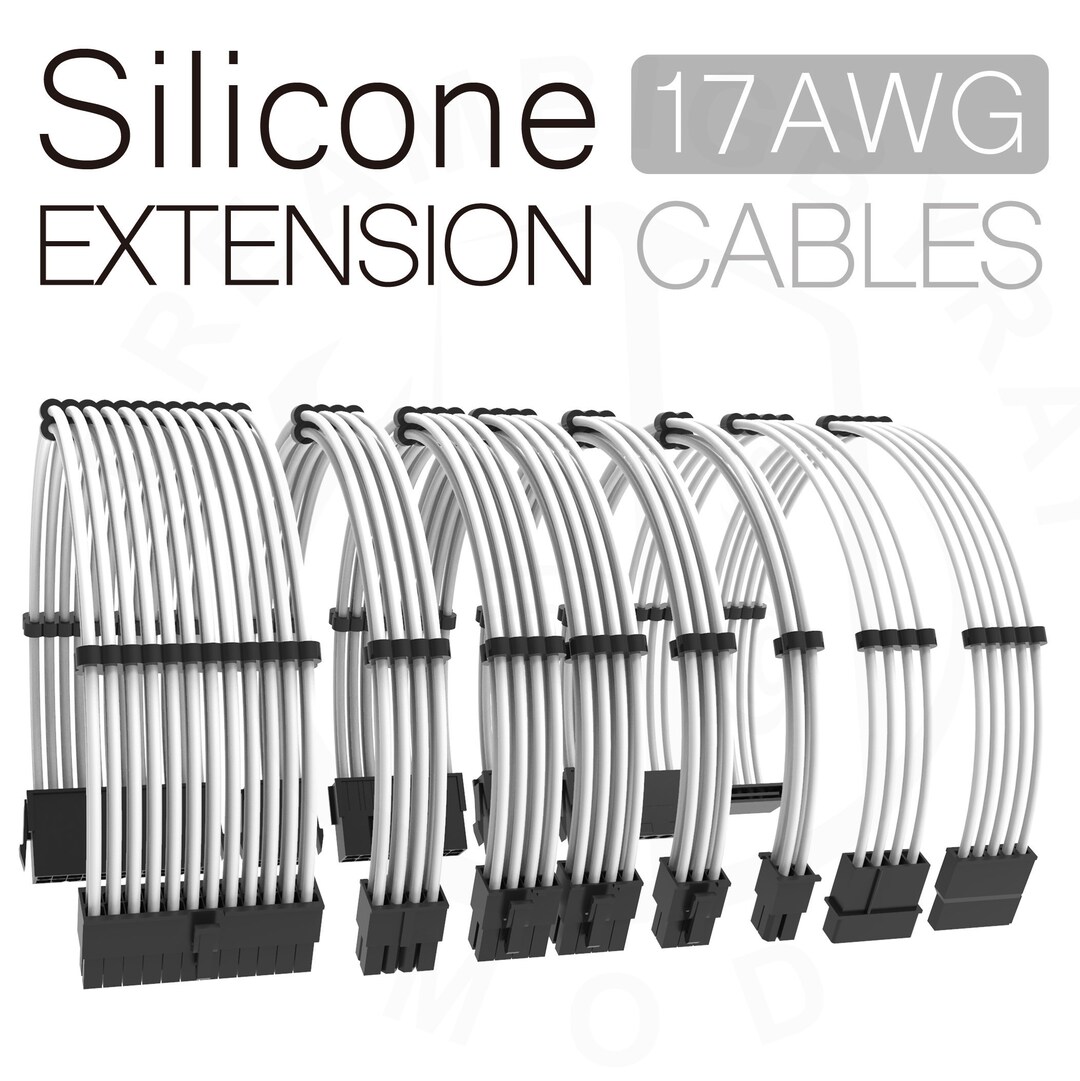 White Silicone Pc Psu Extension Kits 30cm Atx Gpu Pcie - Etsy