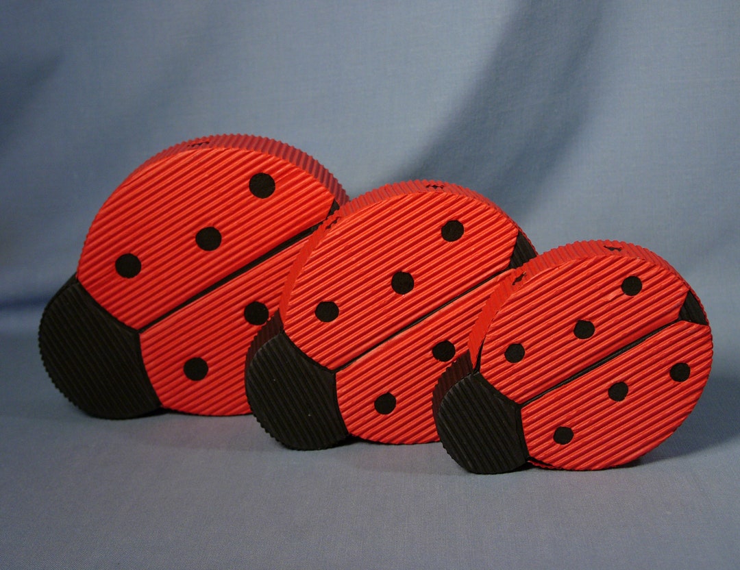 Set of 3 Ladybug Shaped Cardboard Nesting Boxes for Decor Gifts Treats ...
