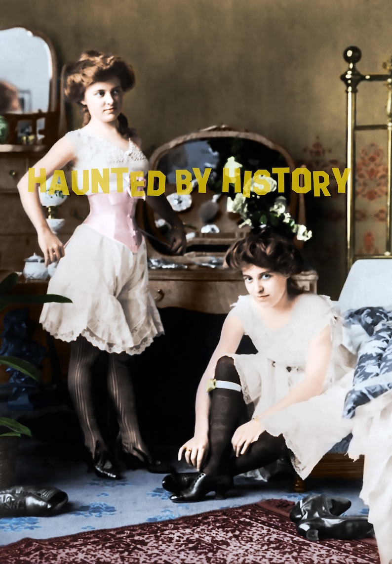 Victorian Ladies in Lingerie Matte Posters - Risque Victorian Colorized ...