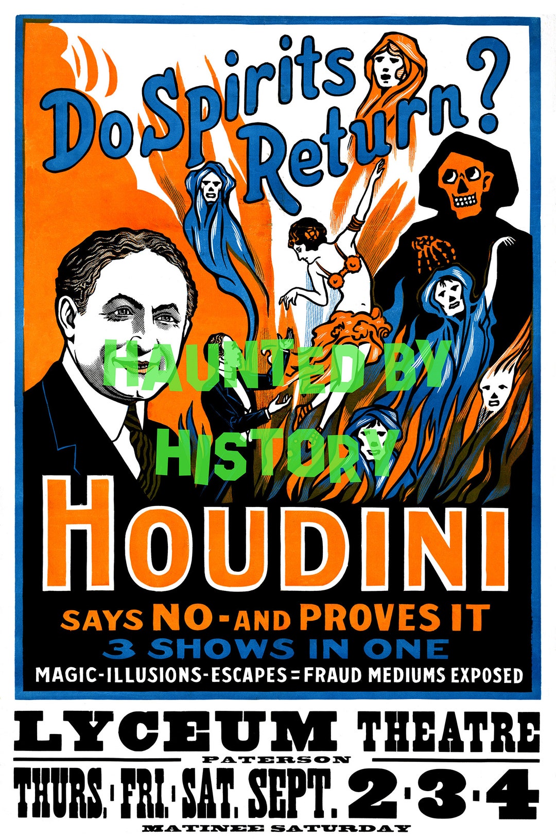Harry Houdini Poster - Do Spirits Return - Paranormal - Ghosts - Escape ...