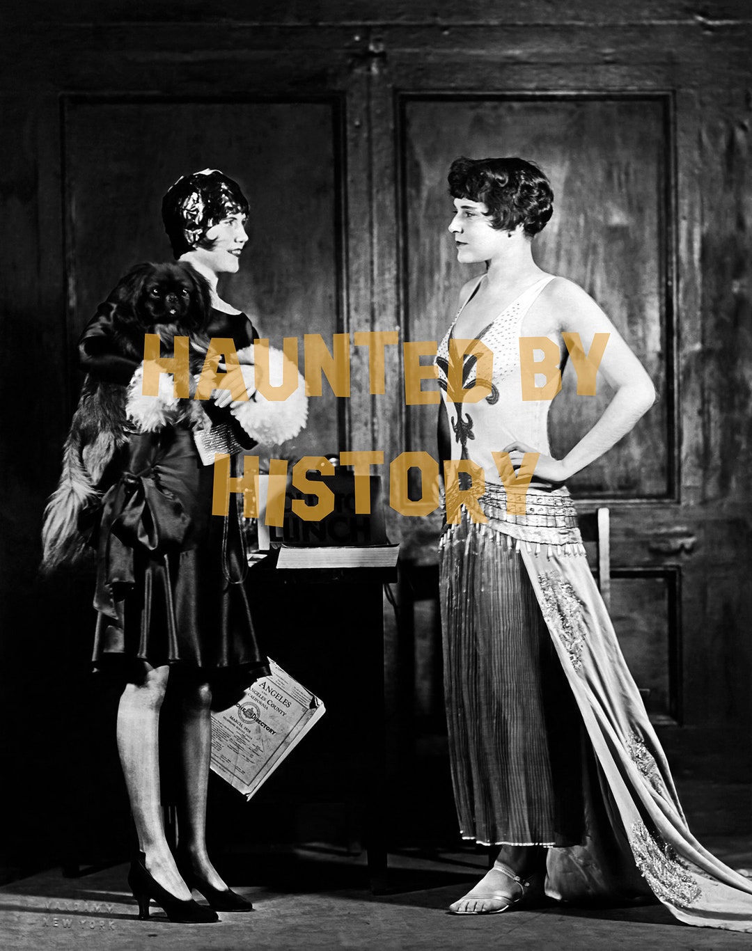 Two Flappers Poster - 1920s Fashion - Art Deco - Pet Dog - Jazz Age ...