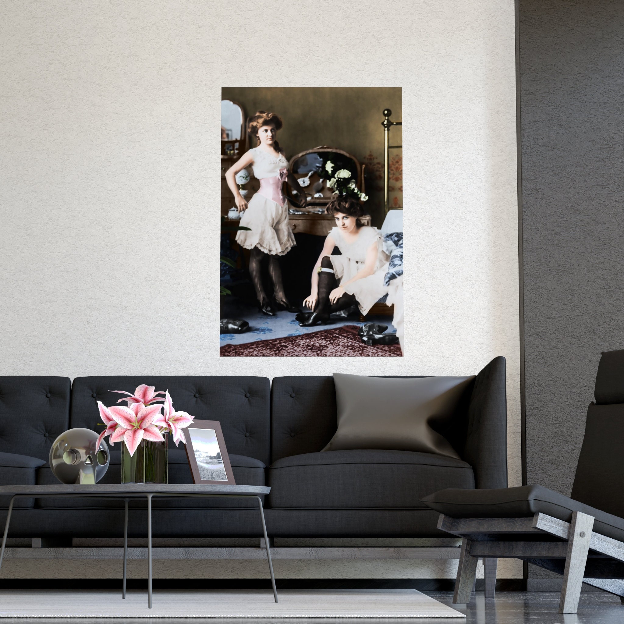 Victorian Ladies in Lingerie Matte Posters Risque Victorian Colorized ...