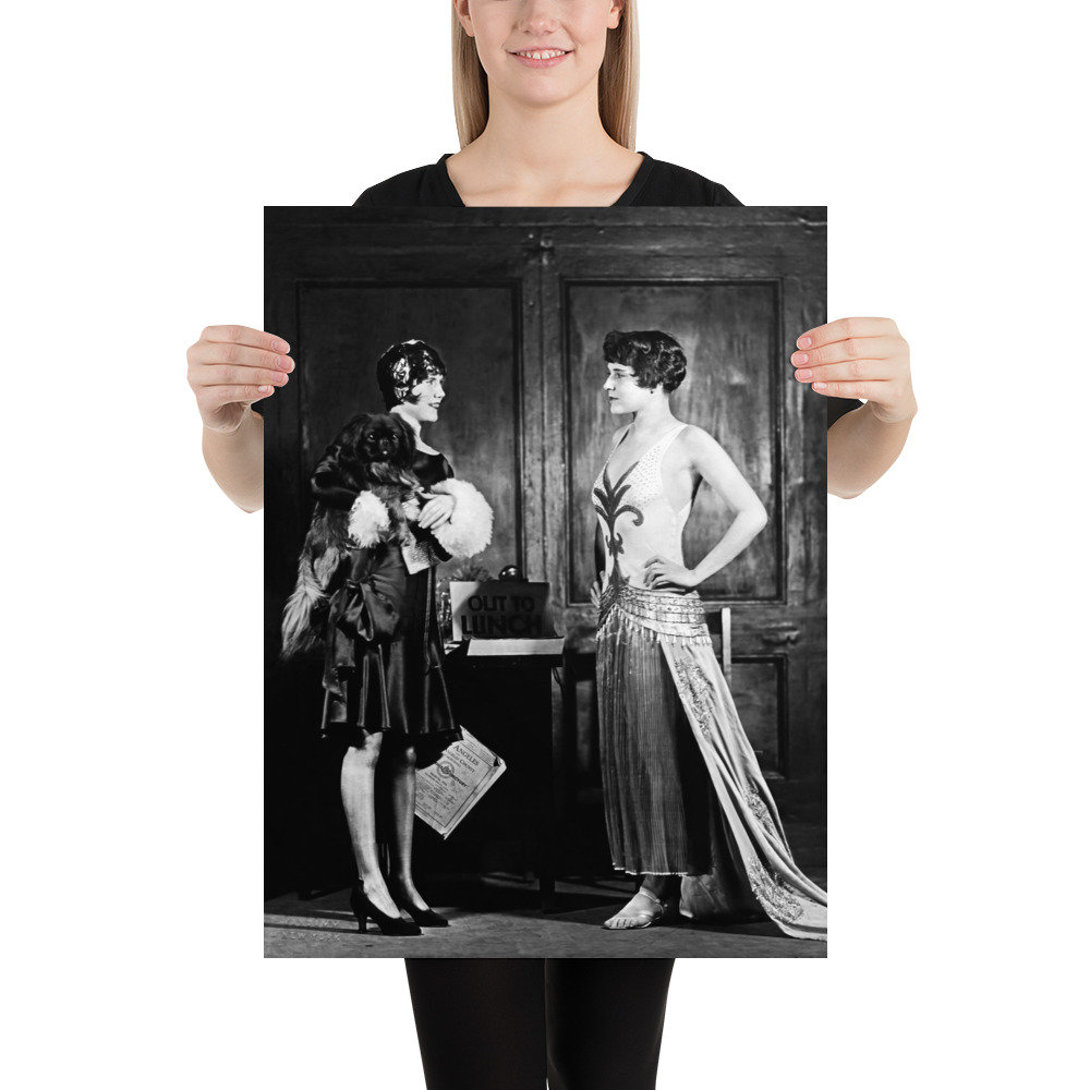 Two Flappers Poster - 1920s Fashion - Art Deco - Pet Dog - Jazz Age ...