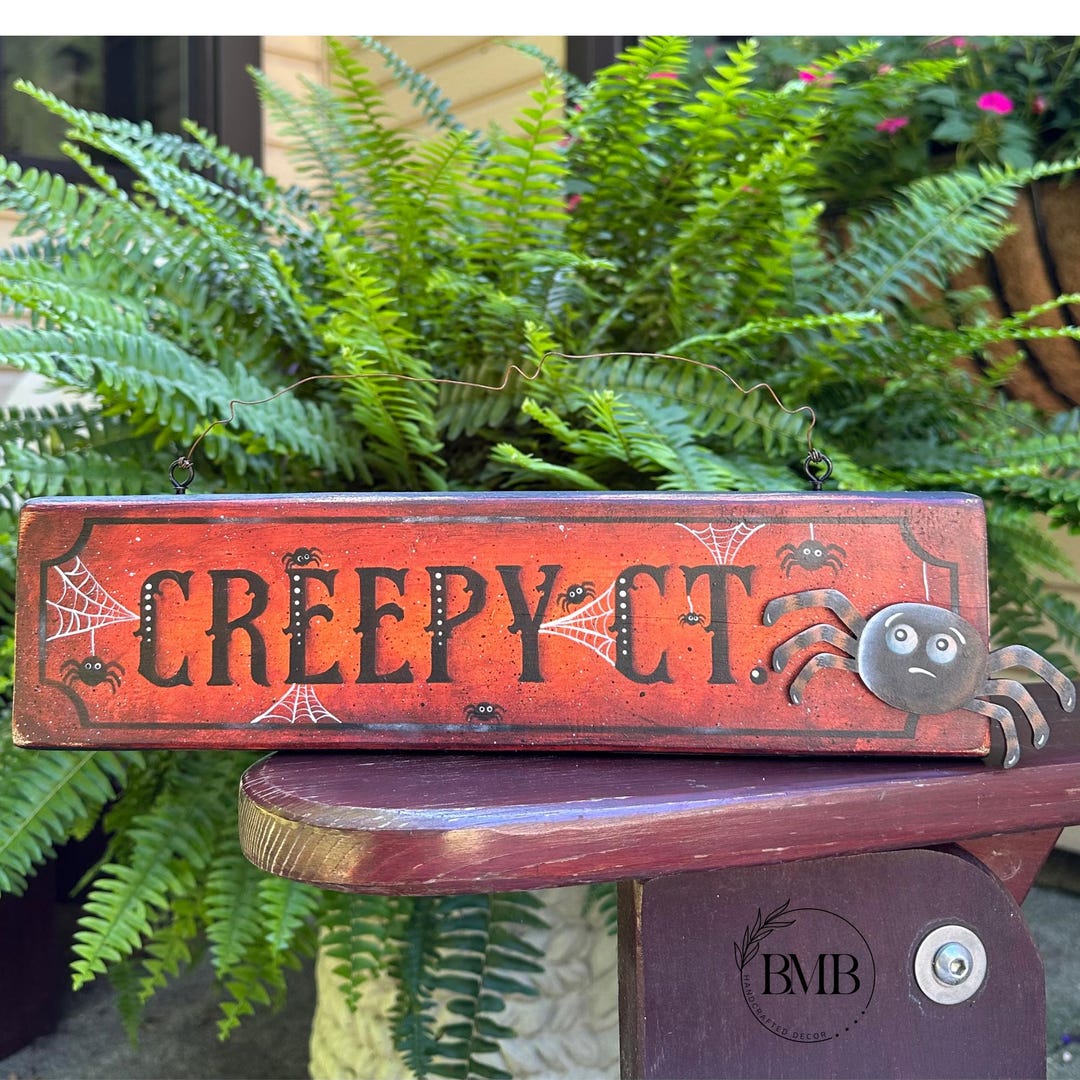 Rustic Halloween Spider Wood Sign | Farmhouse Shelf Sitter - Etsy