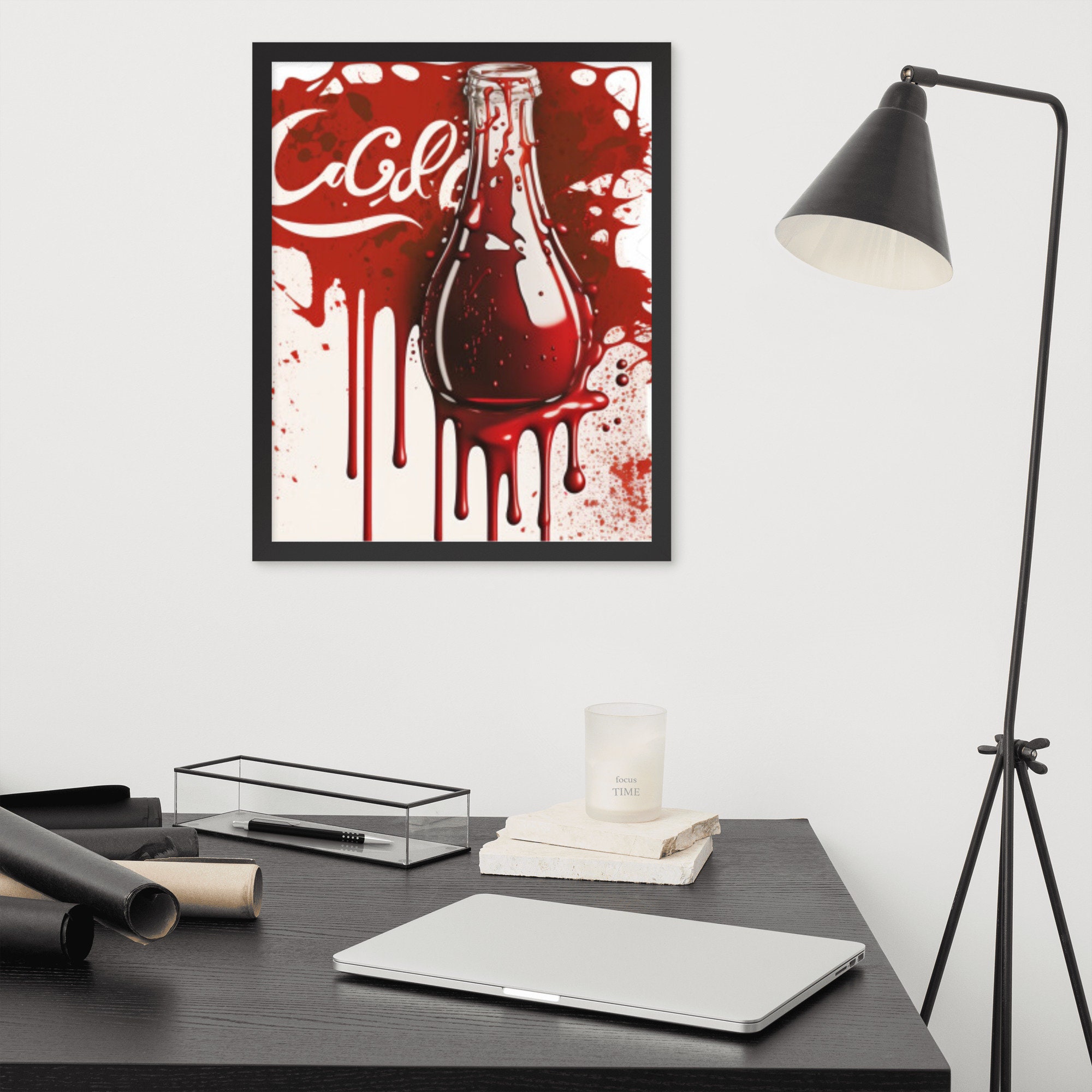 Drip Painting Coca Cola Inspired Matte Framed Poster Unique - Etsy