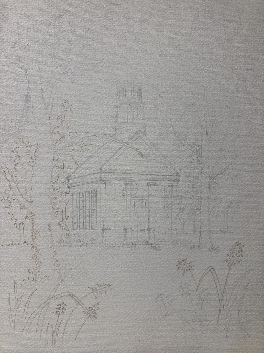 ORIGINAL Small Chapel in the Woods, Pencil Sketch by Mimi Loup Brown - Etsy