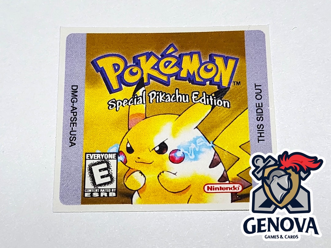 Pokemon Yellow Special Pikachu Edition Game Boy Replacement Game Label ...