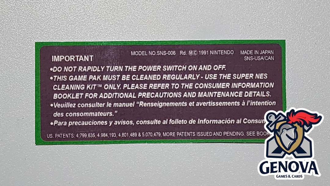 Snes Back/rear Label Replacement Game Label Sticker Precut - Etsy
