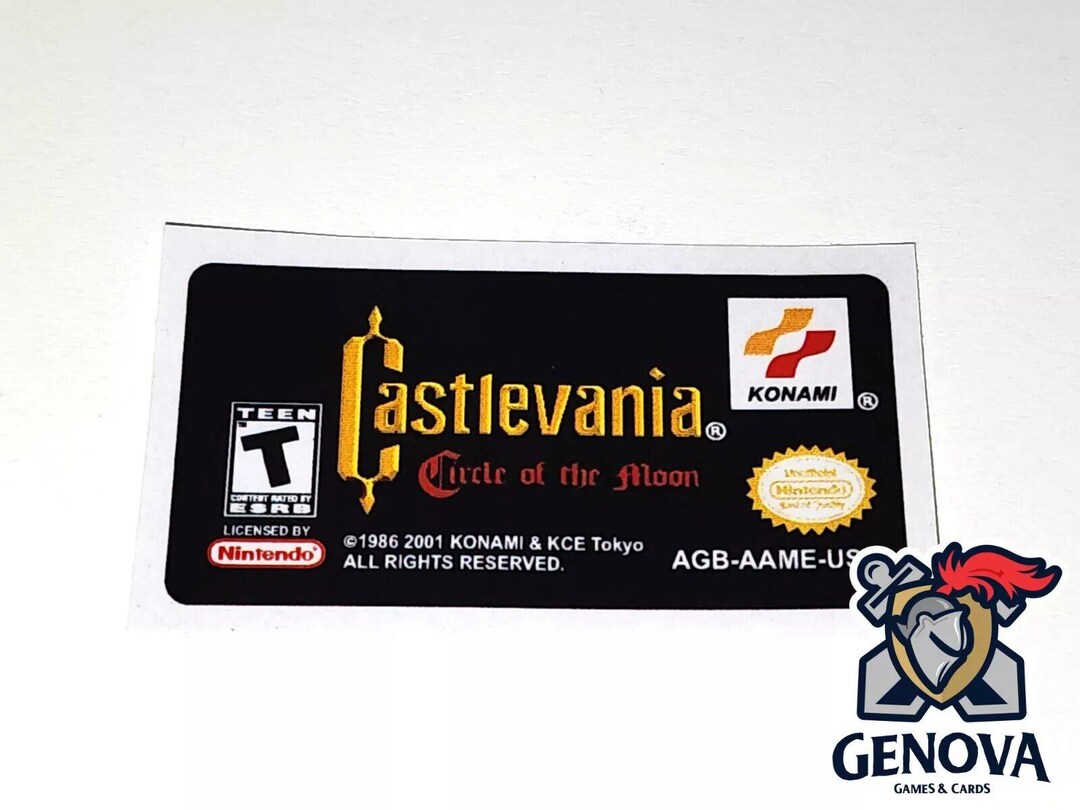 Castlevania Circle of the Moon Game Boy Advance Replacement Game Label ...