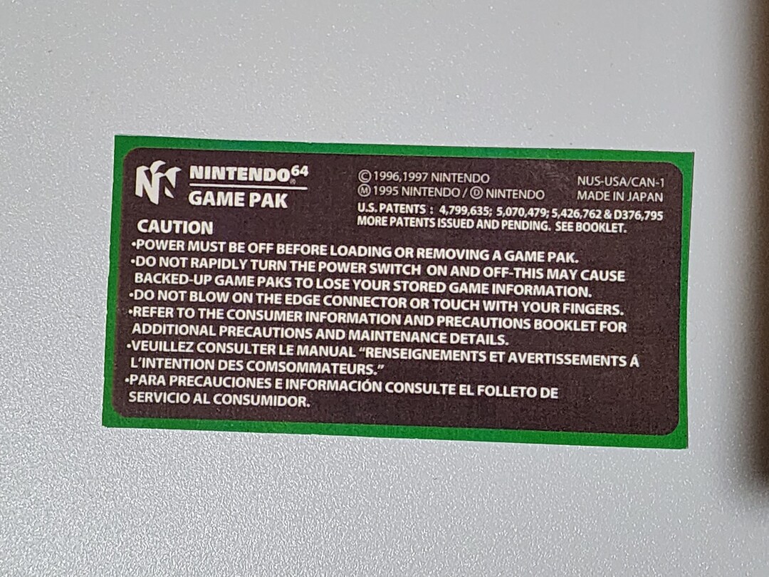 N64 Back/rear Label Replacement Game Sticker Precut - Etsy