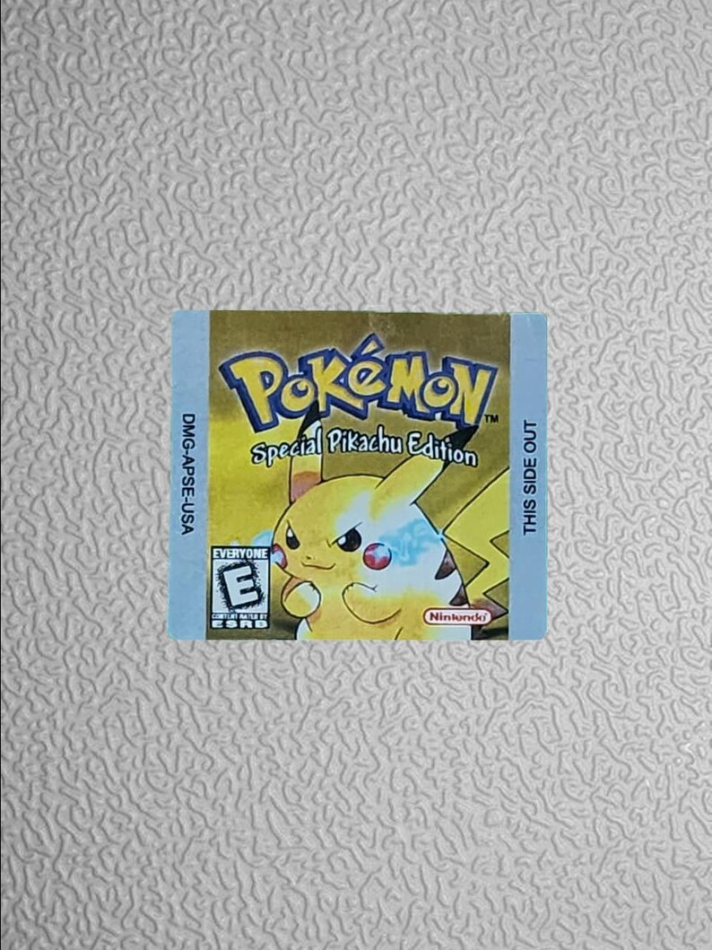 Pokemon Yellow Special Pikachu Edition Game Boy Replacement Game Label ...