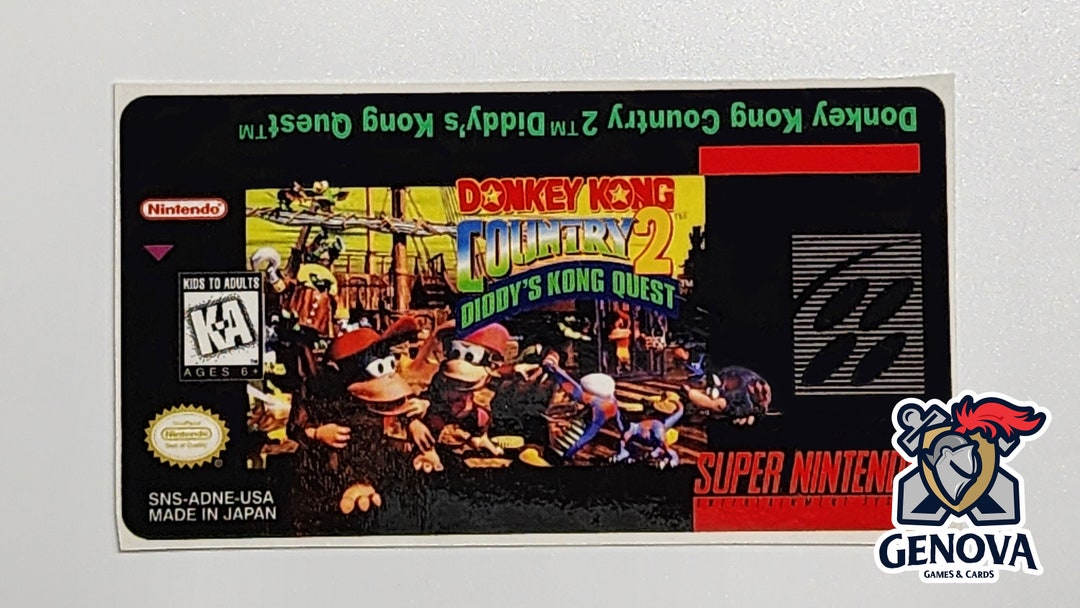 Donkey Kong Country 2 Diddy's Kong Quest Snes Replacement Game Label ...