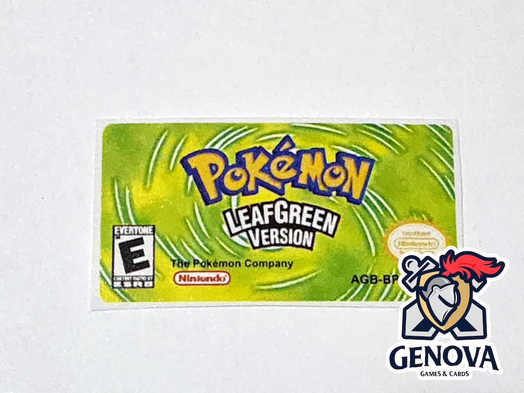 Pokemon Leafgreen Version Game Boy Advance Replacement Game Label ...