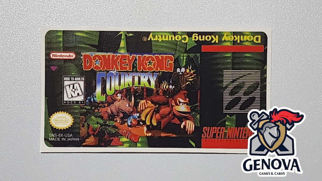 Donkey Kong Country Snes Replacement Game Label Sticker Precut - Etsy