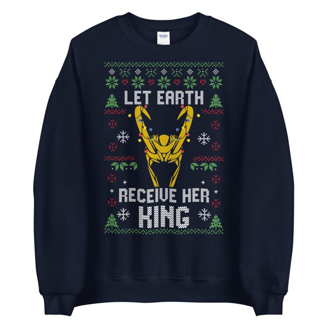 Loki Christmas Sweater, Earth Receive Her King, Asgard, Tom Hiddleston ...