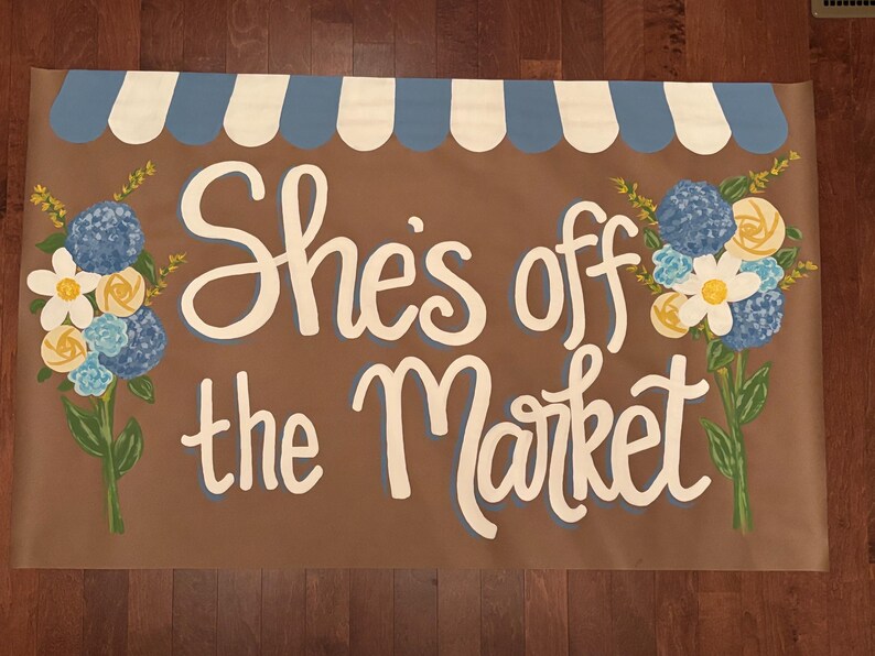 Personalized Bridal Shower Banner: Hand-painted Kraft Paper Party Sign ...