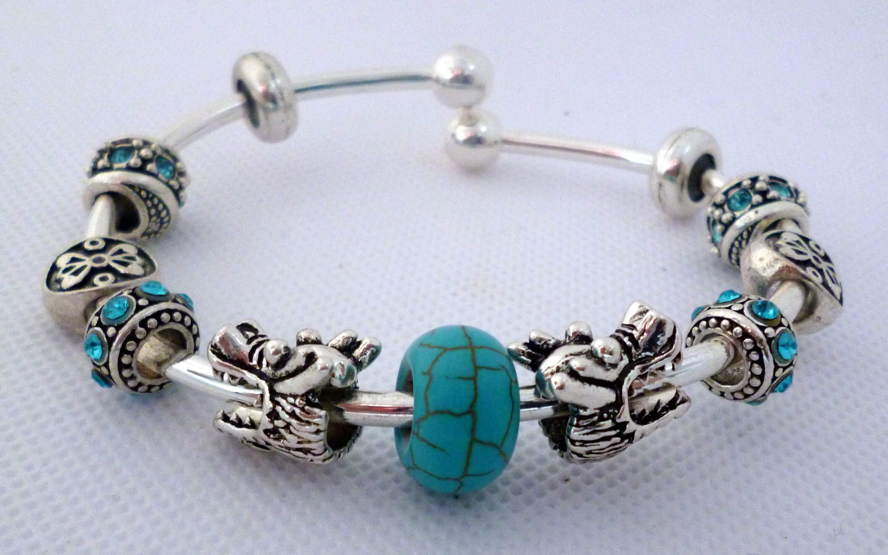 Charm Bracelet Type Pandora Blue Dragon Leather Toggle Door Toggle ...