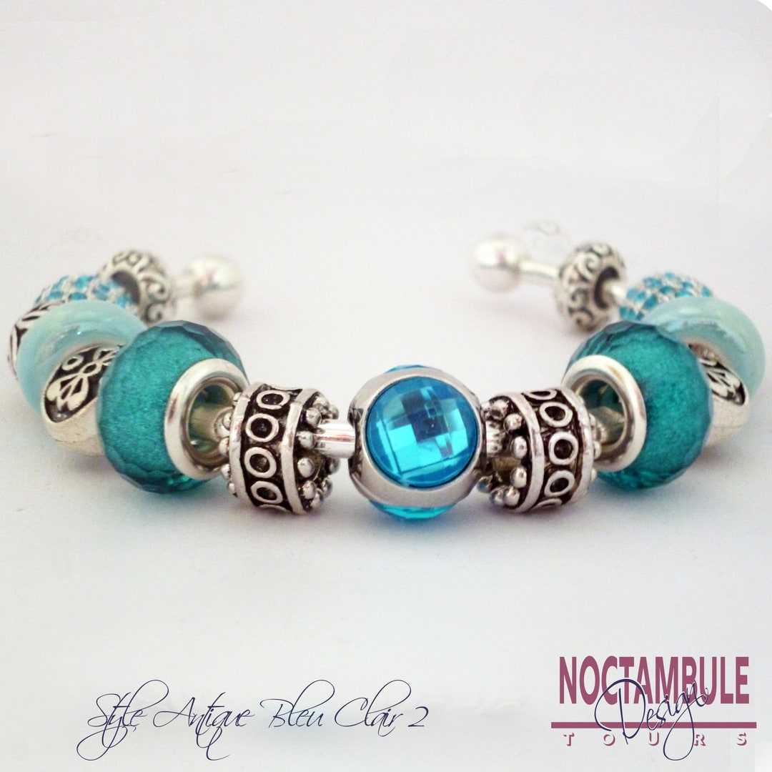 Pandora Antique Chic Light Blue Charm Style Bright Turquoise Pearl ...