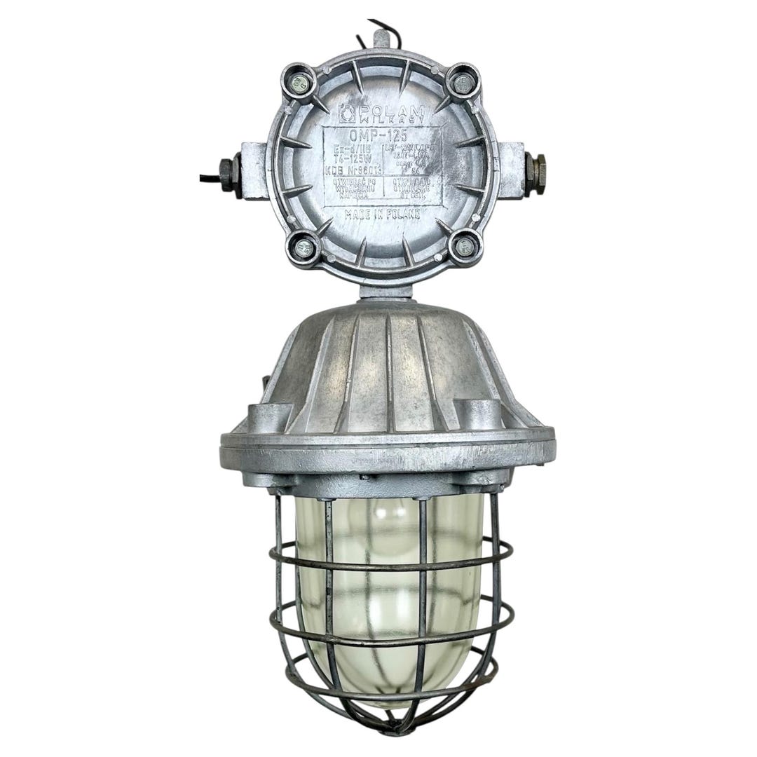Large Industrial Cast Aluminium Cage Pendant Light, 1970s - Etsy