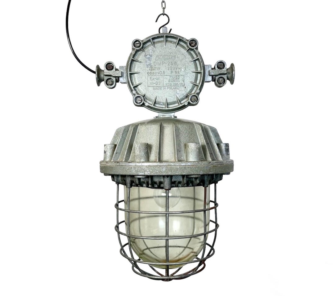 Large Industrial Cast Aluminium Cage Pendant Light From Zaos, 1970 - Etsy