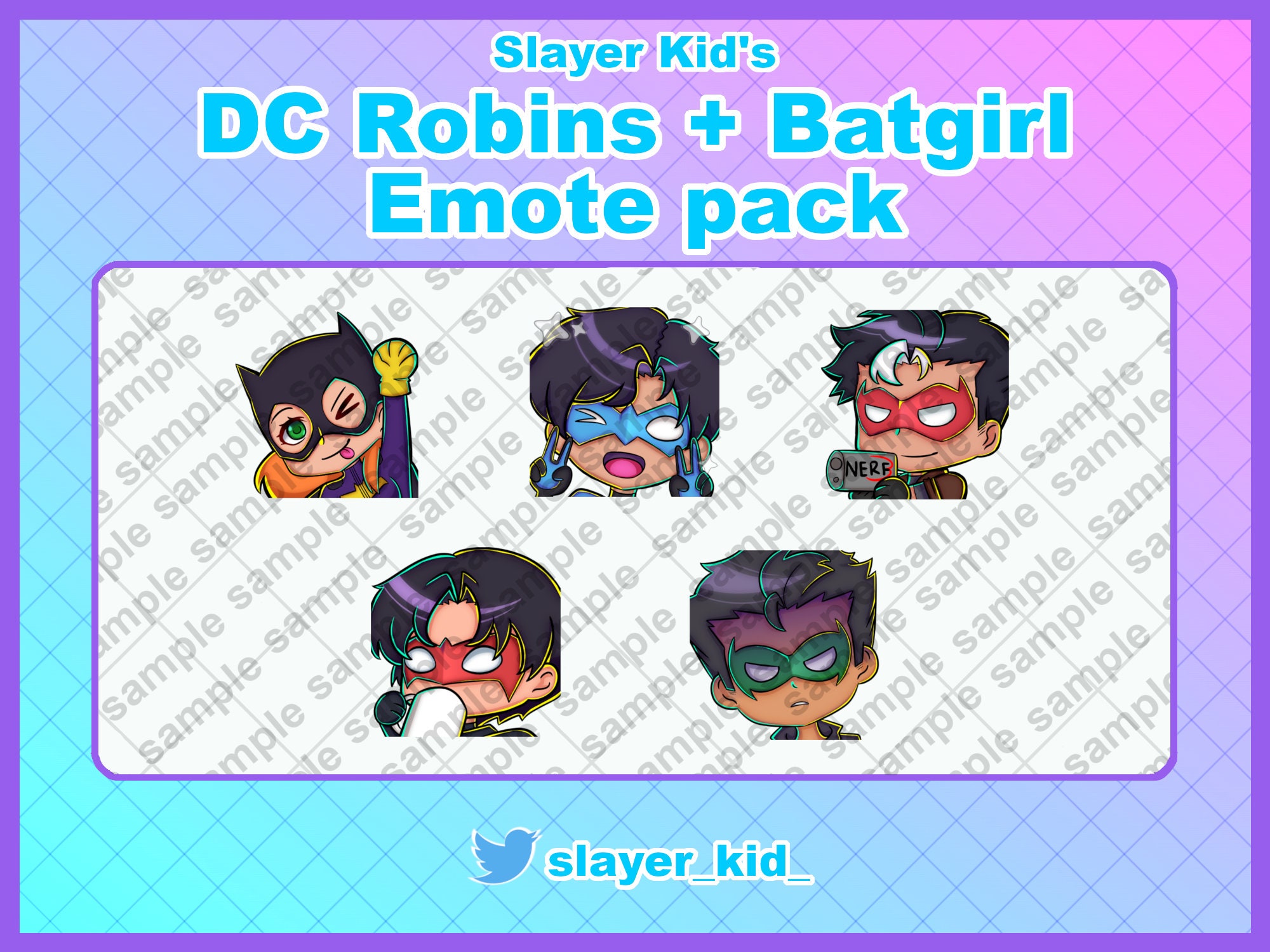 DC Robins + Batgirl Twitch and Discord Emotes/emojis Pack - Etsy
