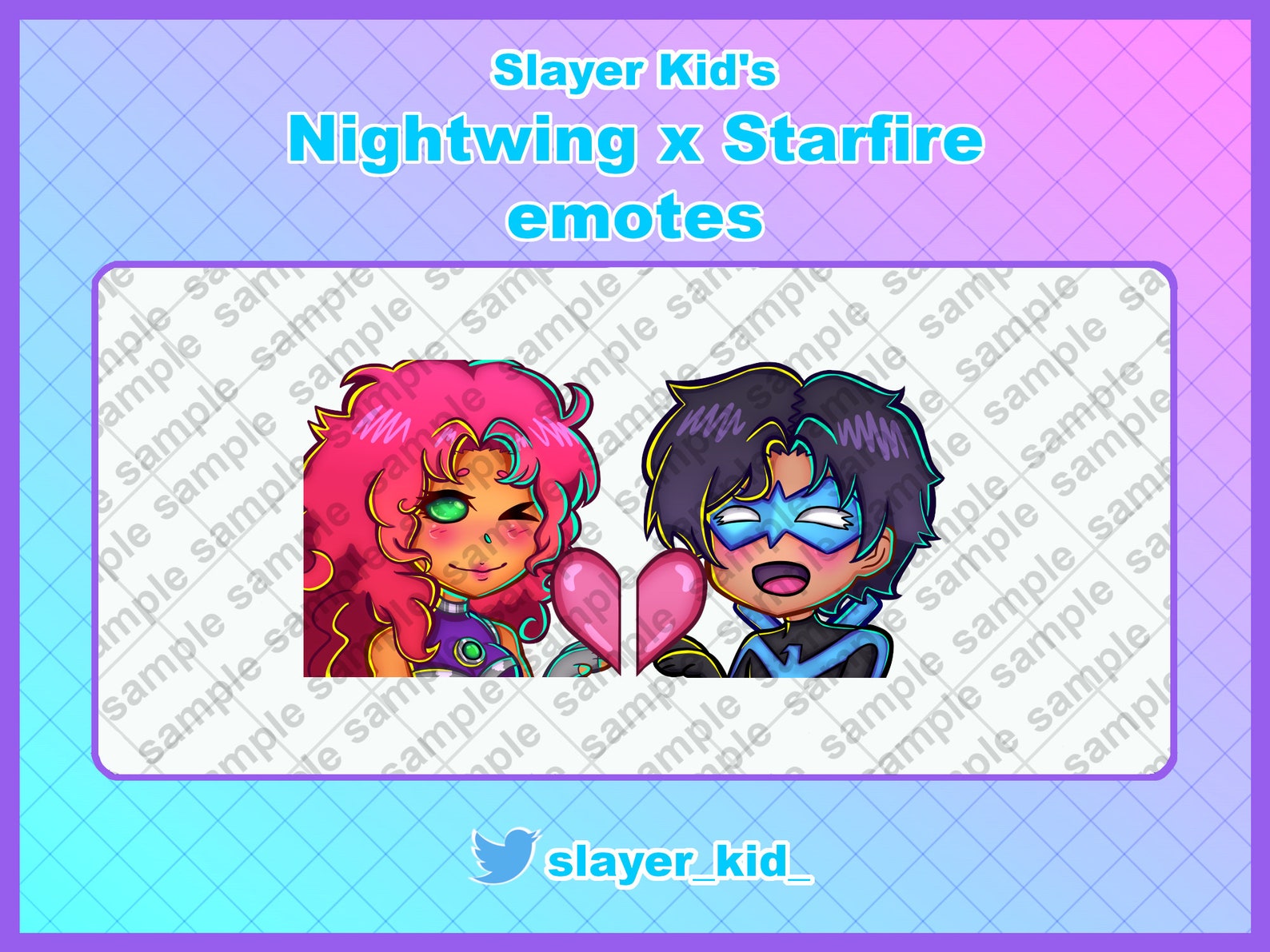 DC Nightwing X Starfire Hearts Twitch and Discord Emotes/emojis Pack - Etsy